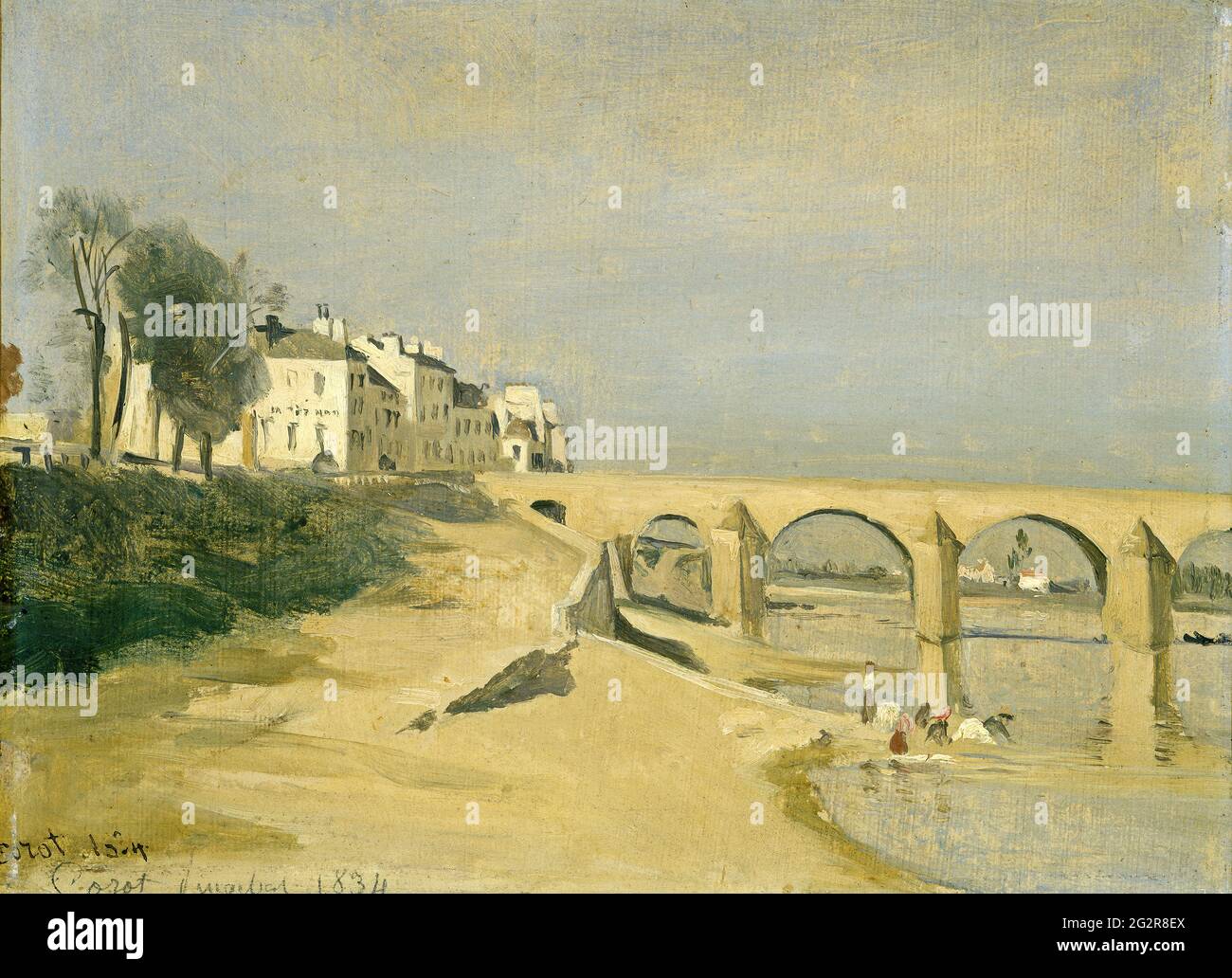 Jean-Baptiste-Camille Corot - Bridge on the Sane River at Mcon Stock ...