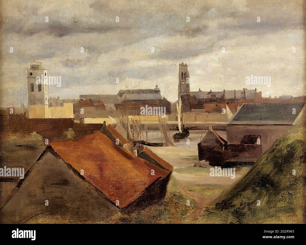 Jean-Baptiste-Camille Corot - Dunkirk Fishing Docks C 1857 Stock Photo ...