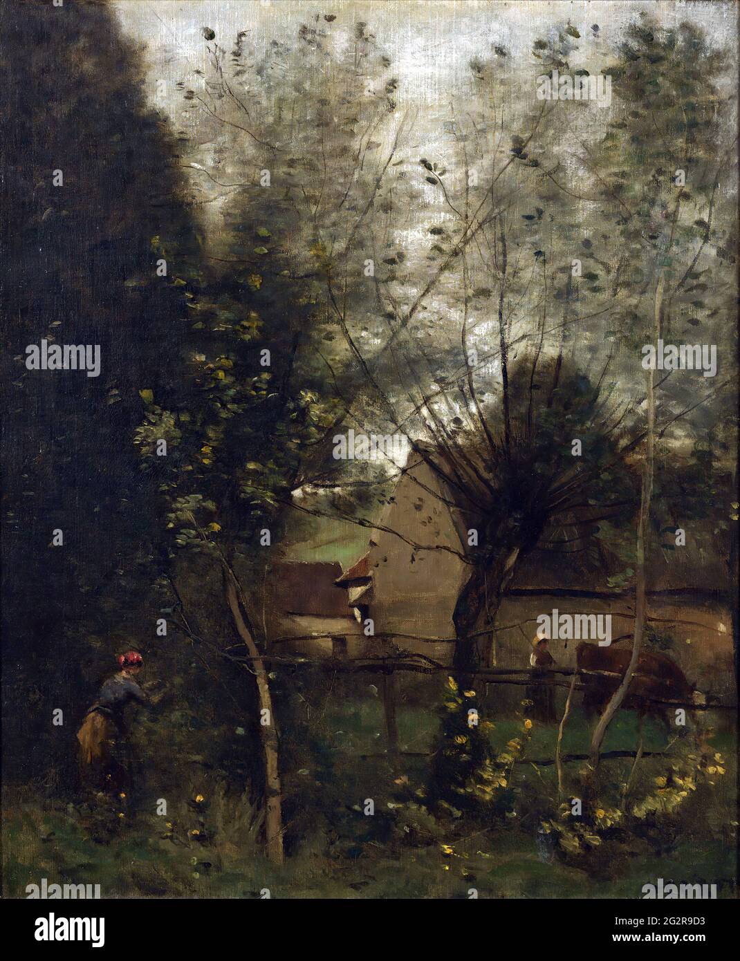 Jean-Baptiste-Camille Corot - Farm Scene Stock Photo - Alamy