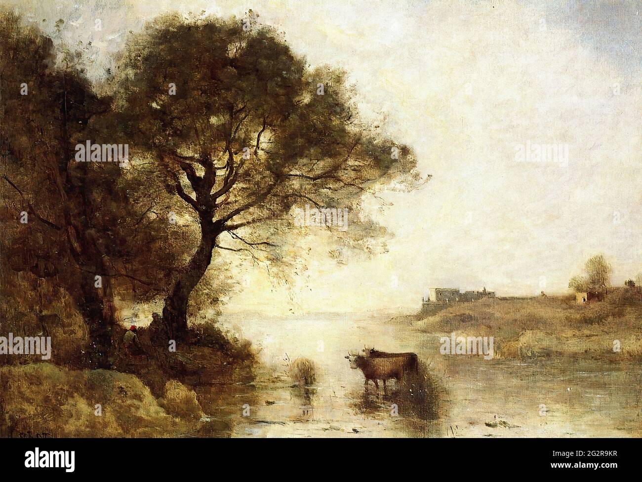 Jean-Baptiste-Camille Corot - Ford with Large Trees C 1870 Stock Photo ...