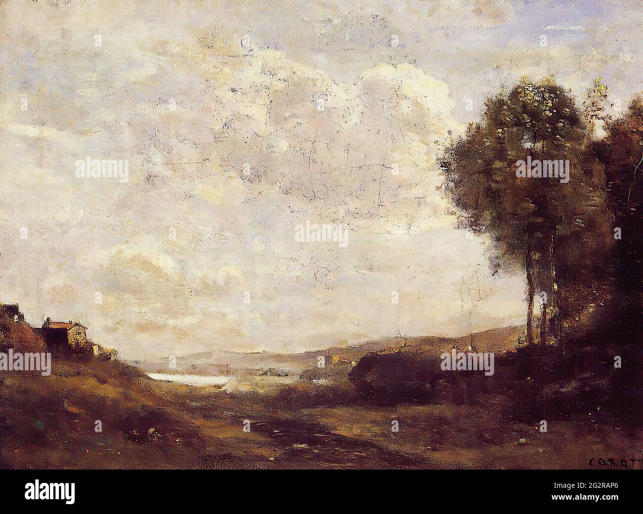 Jean-Baptiste-Camille Corot - Landscape Lake C 1870 Stock Photo - Alamy