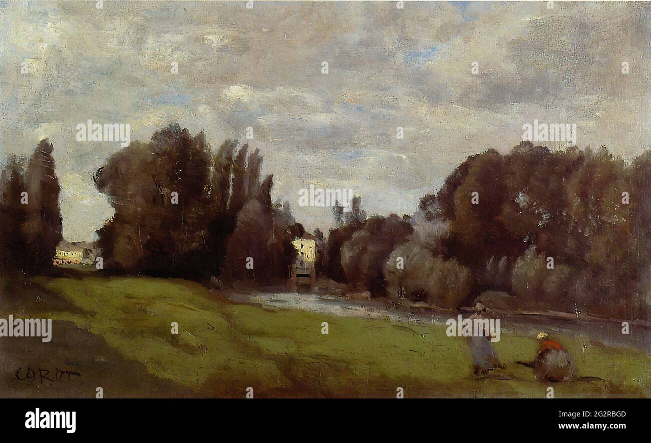 Jean-Baptiste-Camille Corot - MILL Trees C 1855 Stock Photo - Alamy