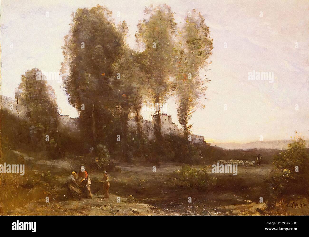 Jean-Baptiste-Camille Corot - Monastery Behind Trees Stock Photo - Alamy