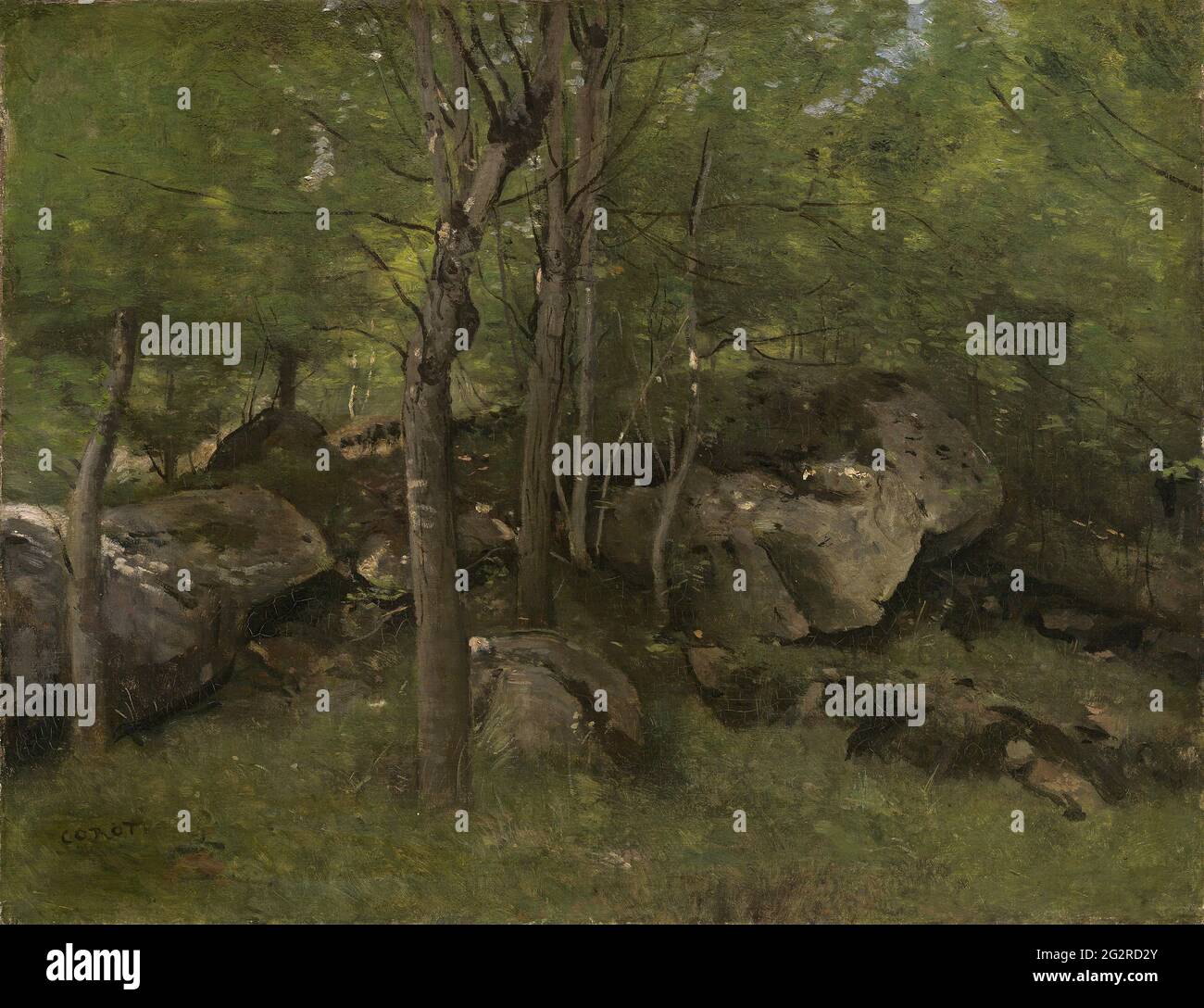 Jean-Baptiste-Camille Corot - Rocks in the Forest of Fontainebleau ...