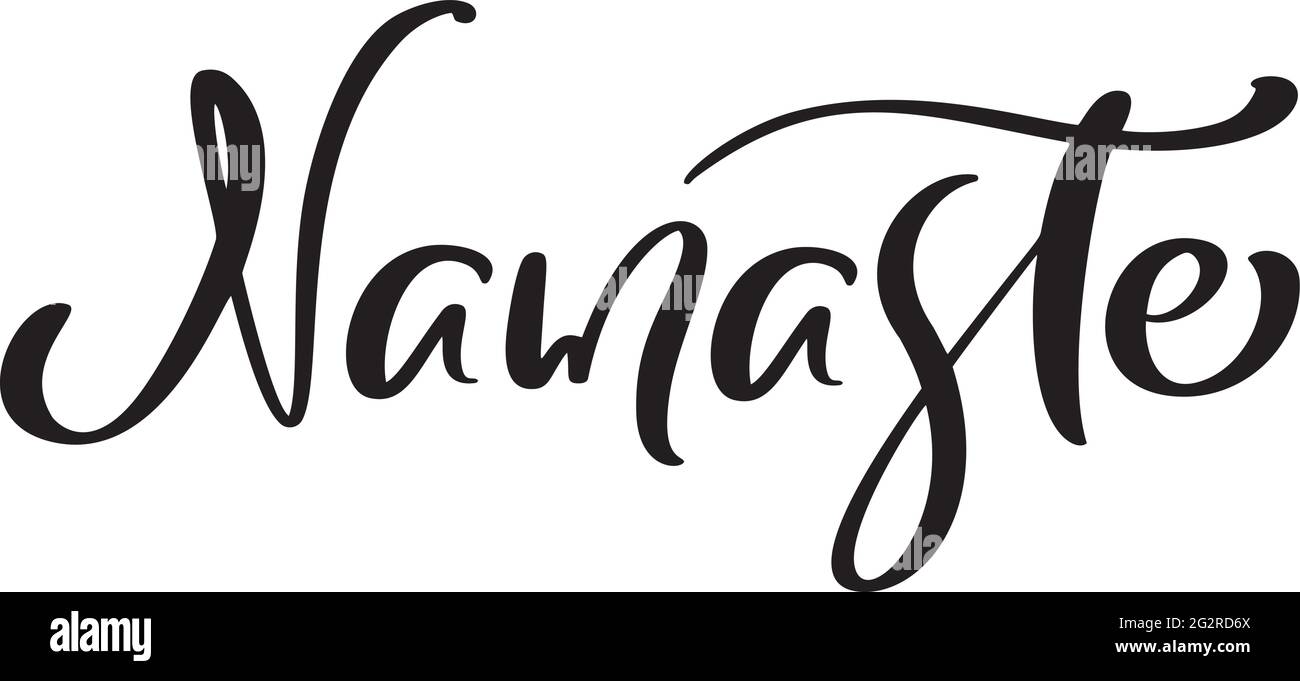 Text Namaste logo. Vector yoga illustration with lettering meditation ...