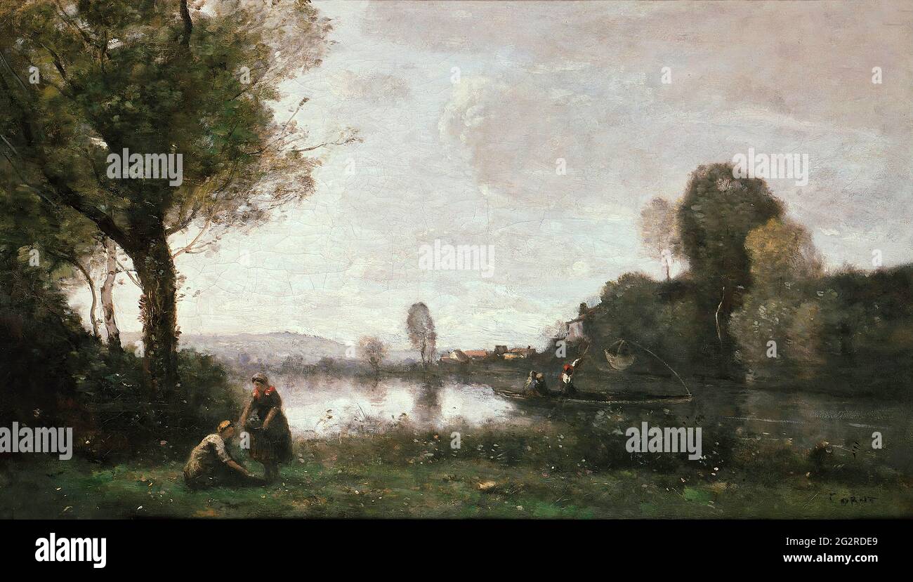 Jean-Baptiste-Camille Corot - Seine Landscape near Chatou Stock Photo ...