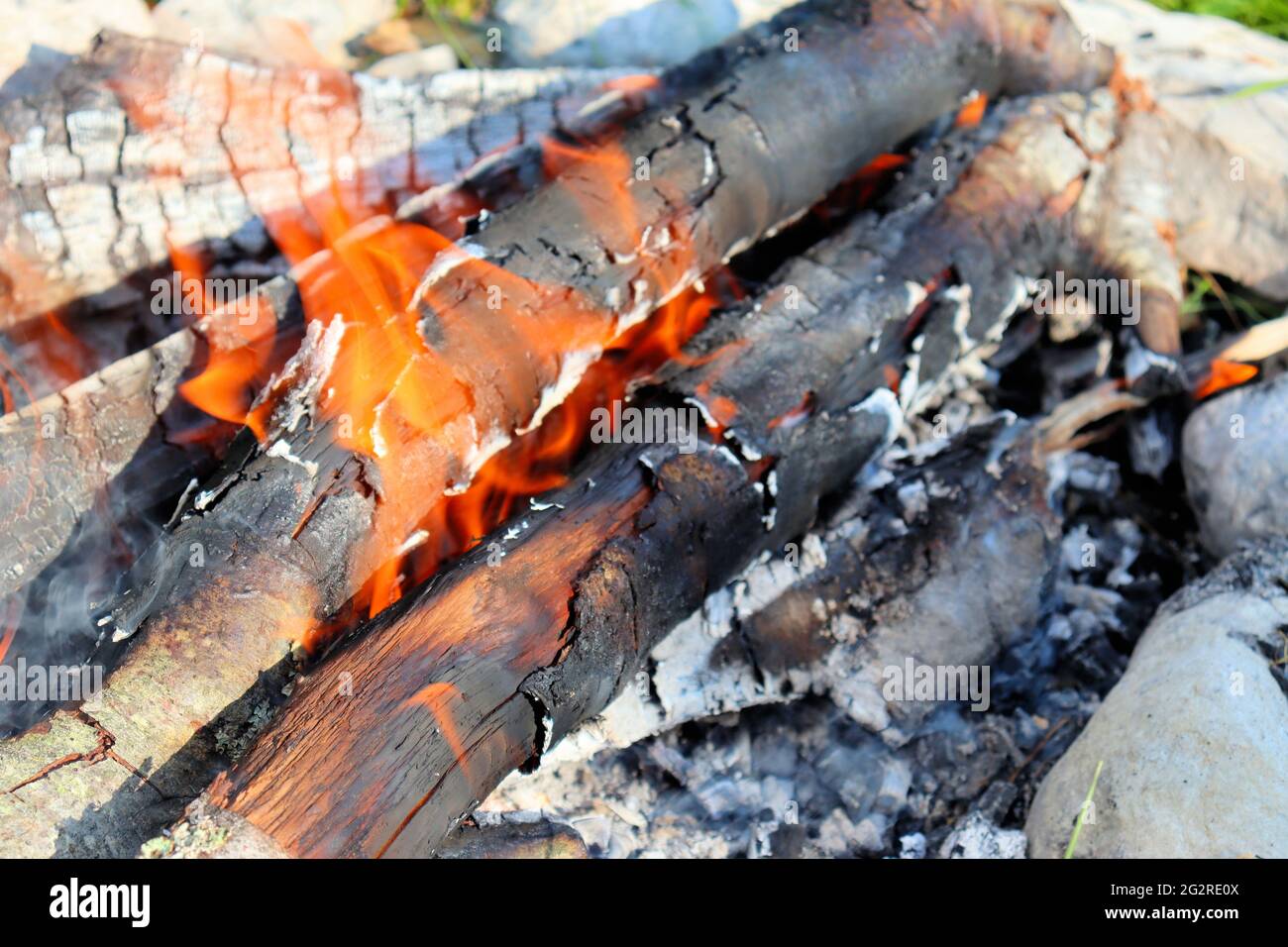 Bonfire is burning, hot coals for barbecue Stock Photo - Alamy