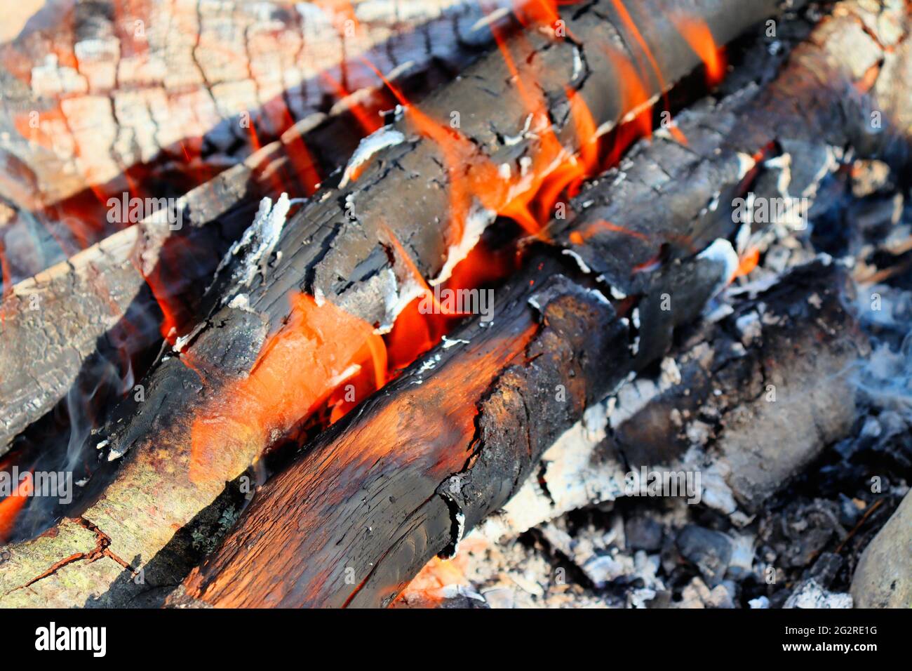 Bonfire is burning, hot coals for barbecue Stock Photo - Alamy