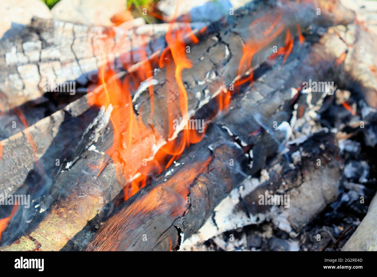 Bonfire is burning, hot coals for barbecue Stock Photo - Alamy
