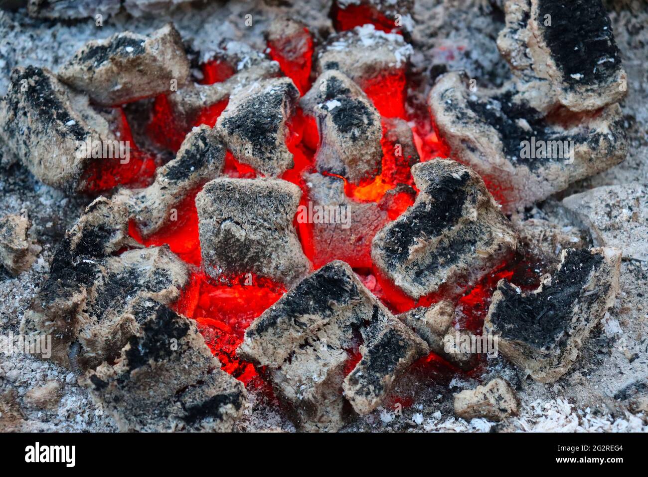 Bonfire is burning, hot coals for barbecue Stock Photo - Alamy