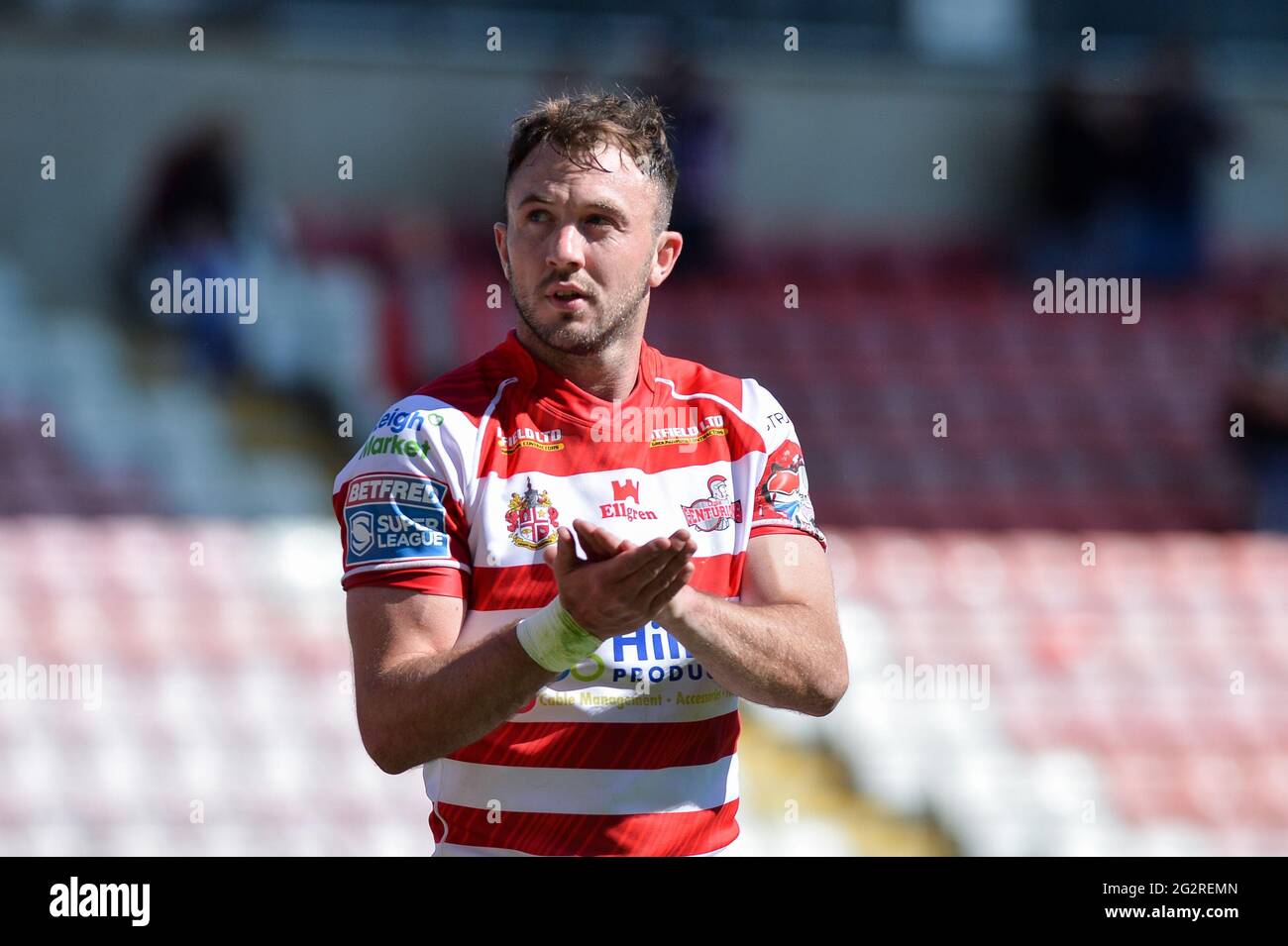 Leigh, England - 12 June 2021 -Ryan Brierley of Leigh Centurions during ...