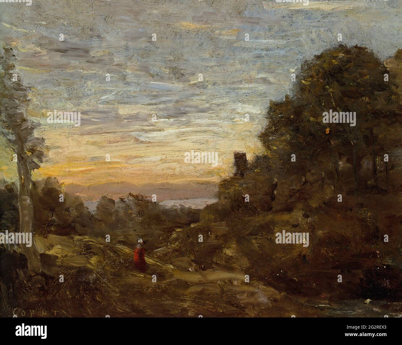 Jean-Baptiste-Camille Corot - Tower Trees 1865 Stock Photo - Alamy