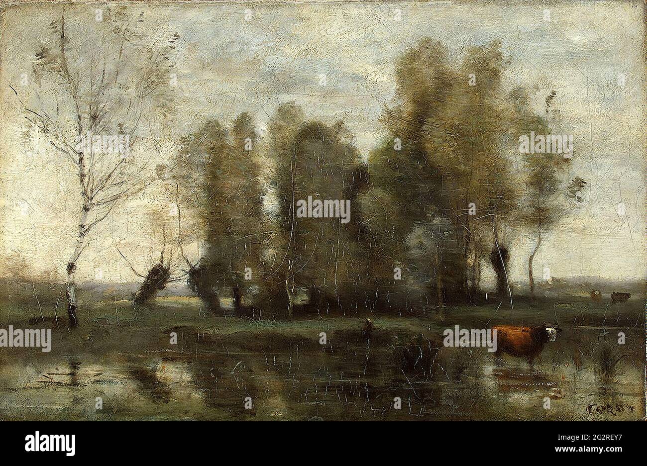 Jean-Baptiste-Camille Corot - Trees in a Swamp Stock Photo - Alamy