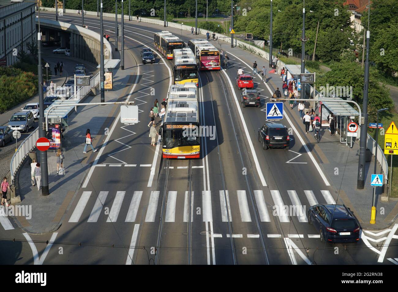 Warsaw, Poland - June 11, 2021: Warsaw public transport in the city ...