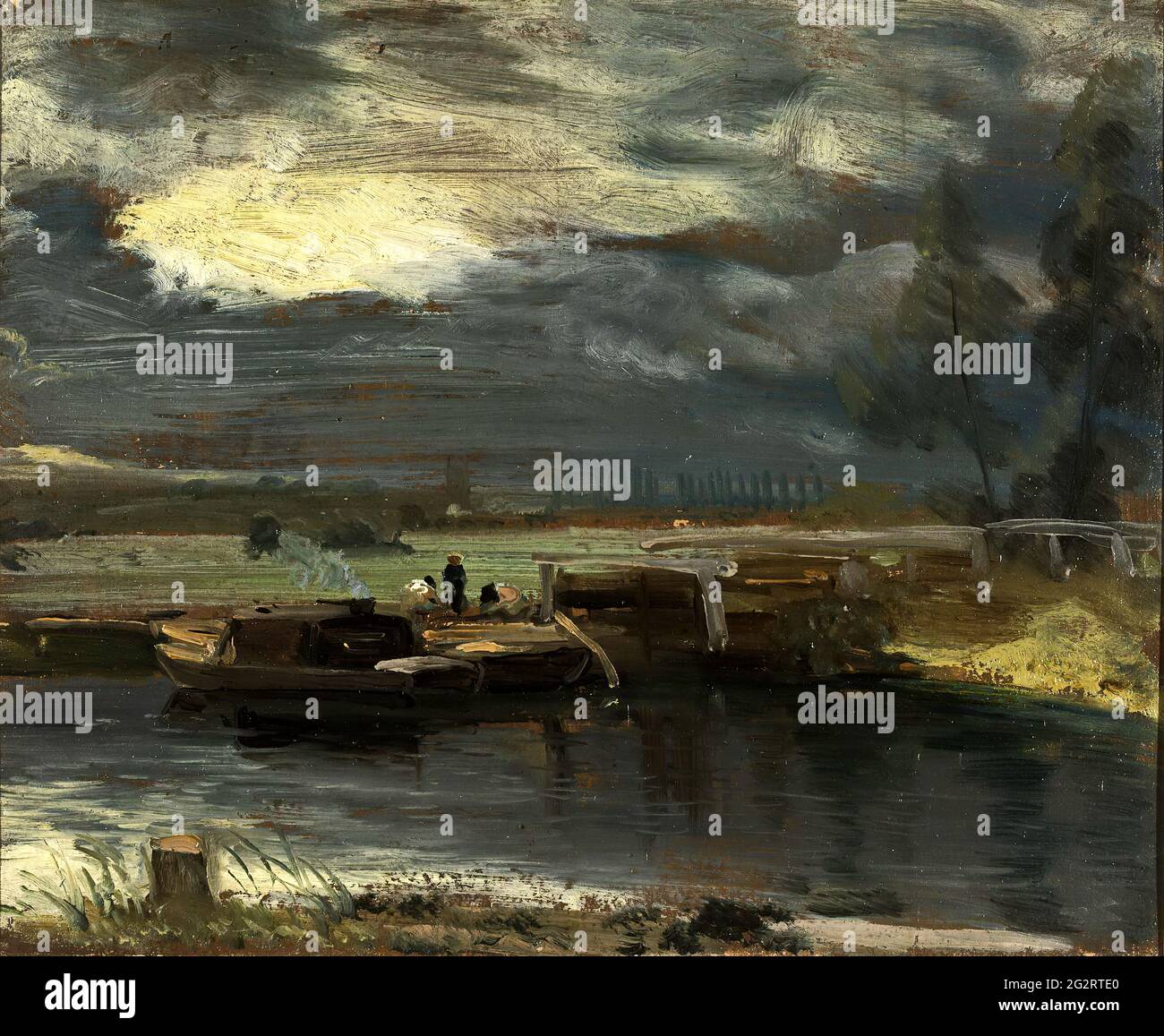 John Constable - Barges on the Stour with Dedham Church in the Distance ...