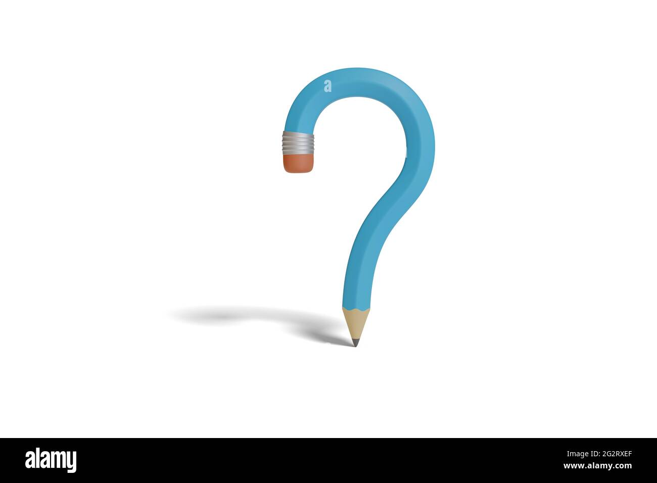 Question mark shaped pencil isolated on white background. 3d ...