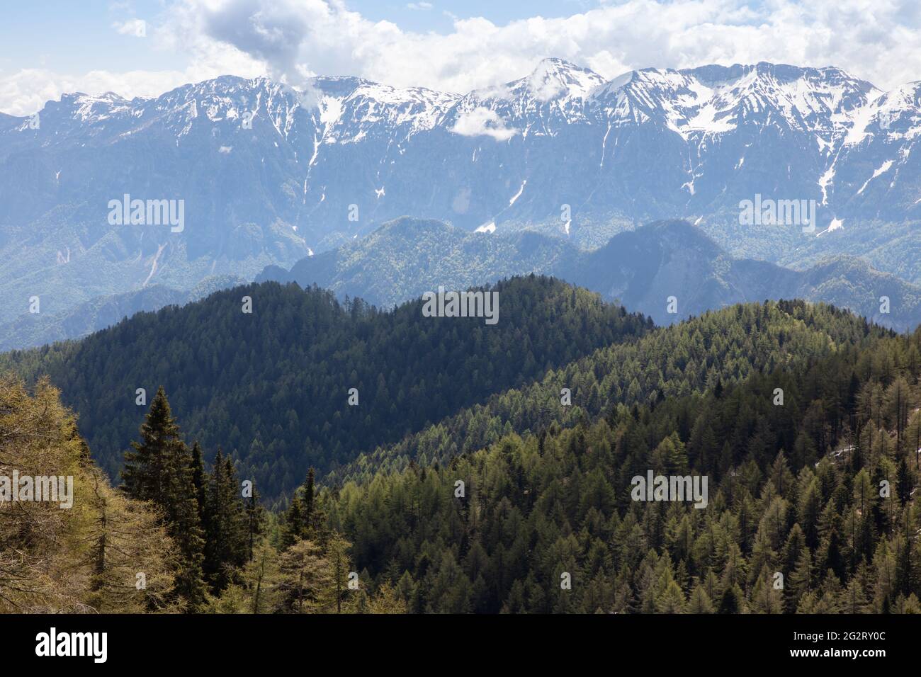 a beautiful view of the Italian Alps from a trekking path, Trentino ...