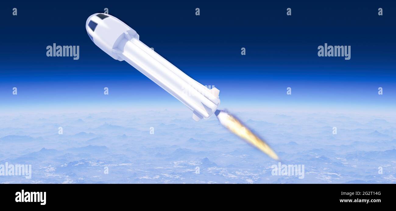 Tourist space travel, rocket and capsule. First tourist flight. Earth's ...