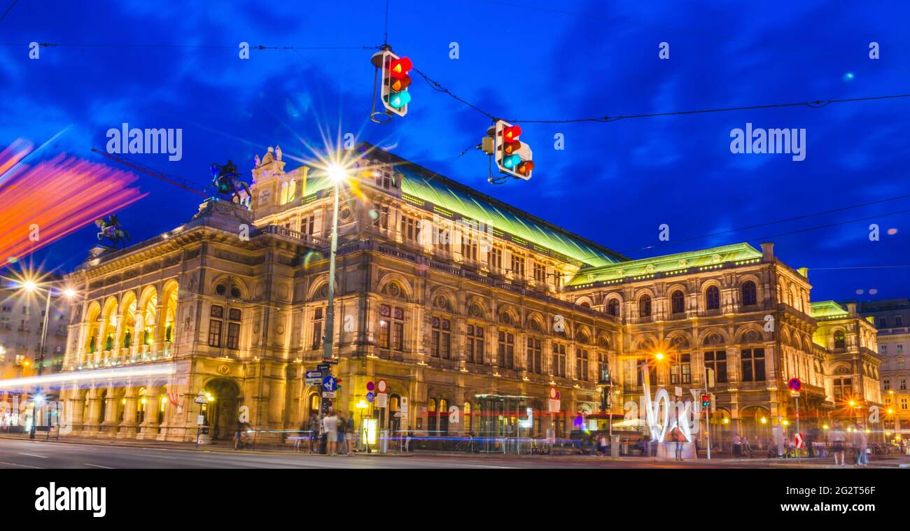 Vienna opera house landmark with long exposure photography during the ...