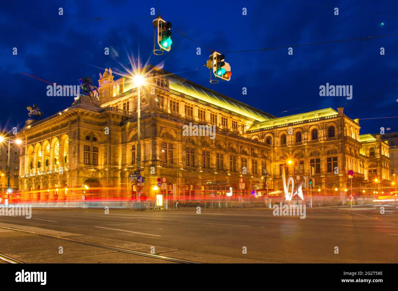 Vienna opera house long exposure photography during the night with ...