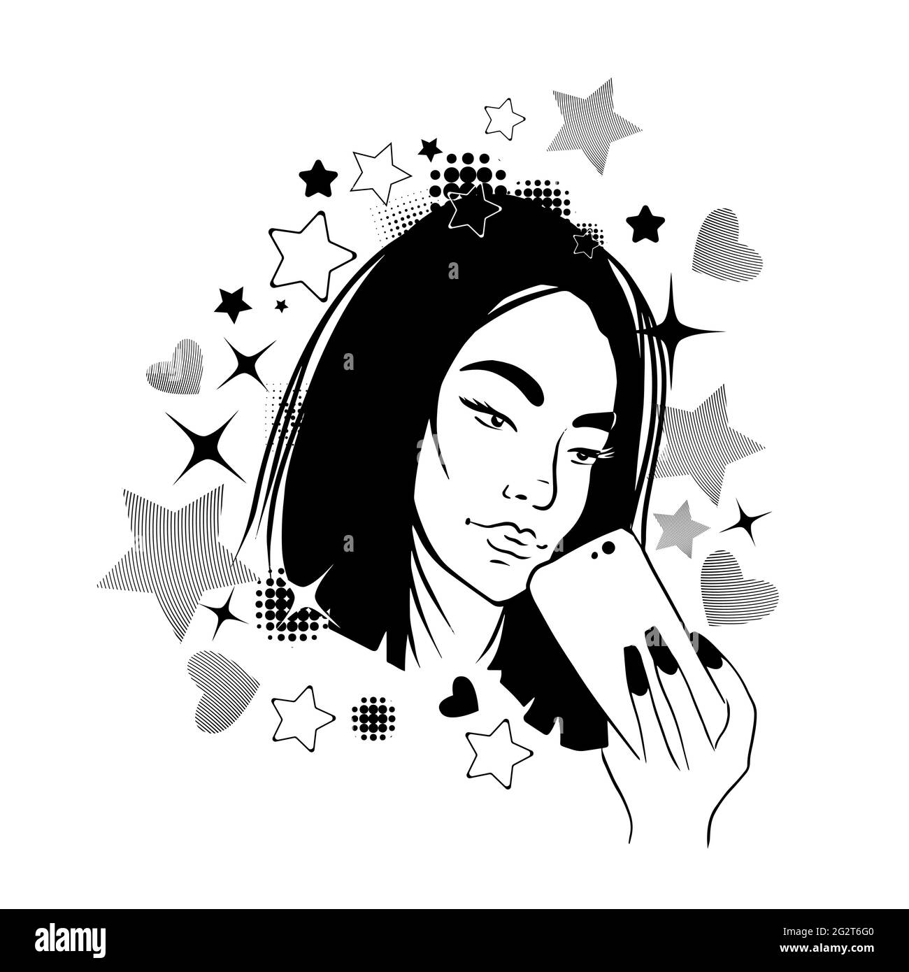 A Girl Takes A Selfie Vector Illustration Stock Vector Image And Art Alamy