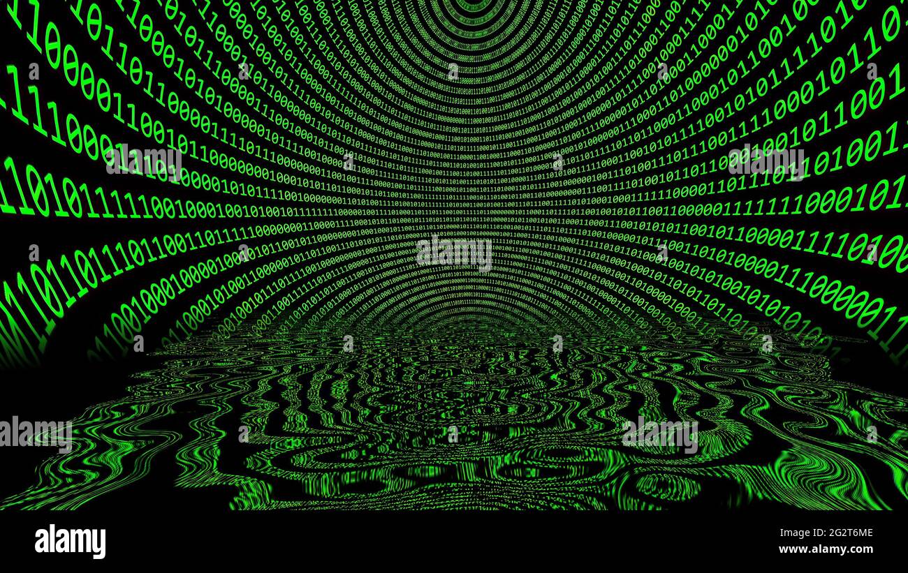 Binary data reflecting in water Stock Photo - Alamy