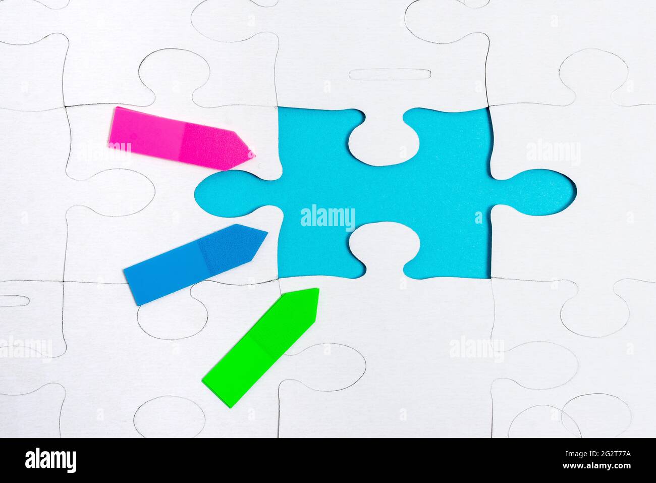 Building An Unfinished White Jigsaw Pattern Puzzle With Missing Last ...