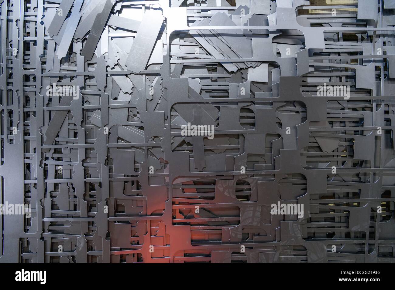 parts of the waste after processing on a laser cnc machine. scrap metal ...