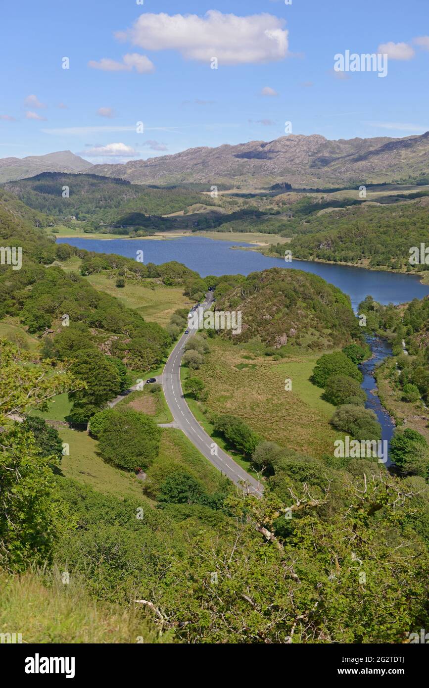 View from Dinas Emrys, overlooking Llyn Dinas and Nant Gwynant, Gwynedd, North Wales Stock Photo ...
