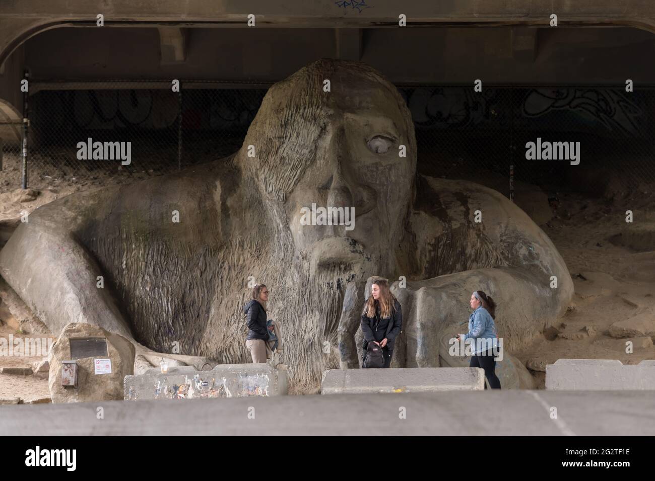 Seattle, USA. 24Th May, 2021. The Fremont Troll under the Aurora bridge ...