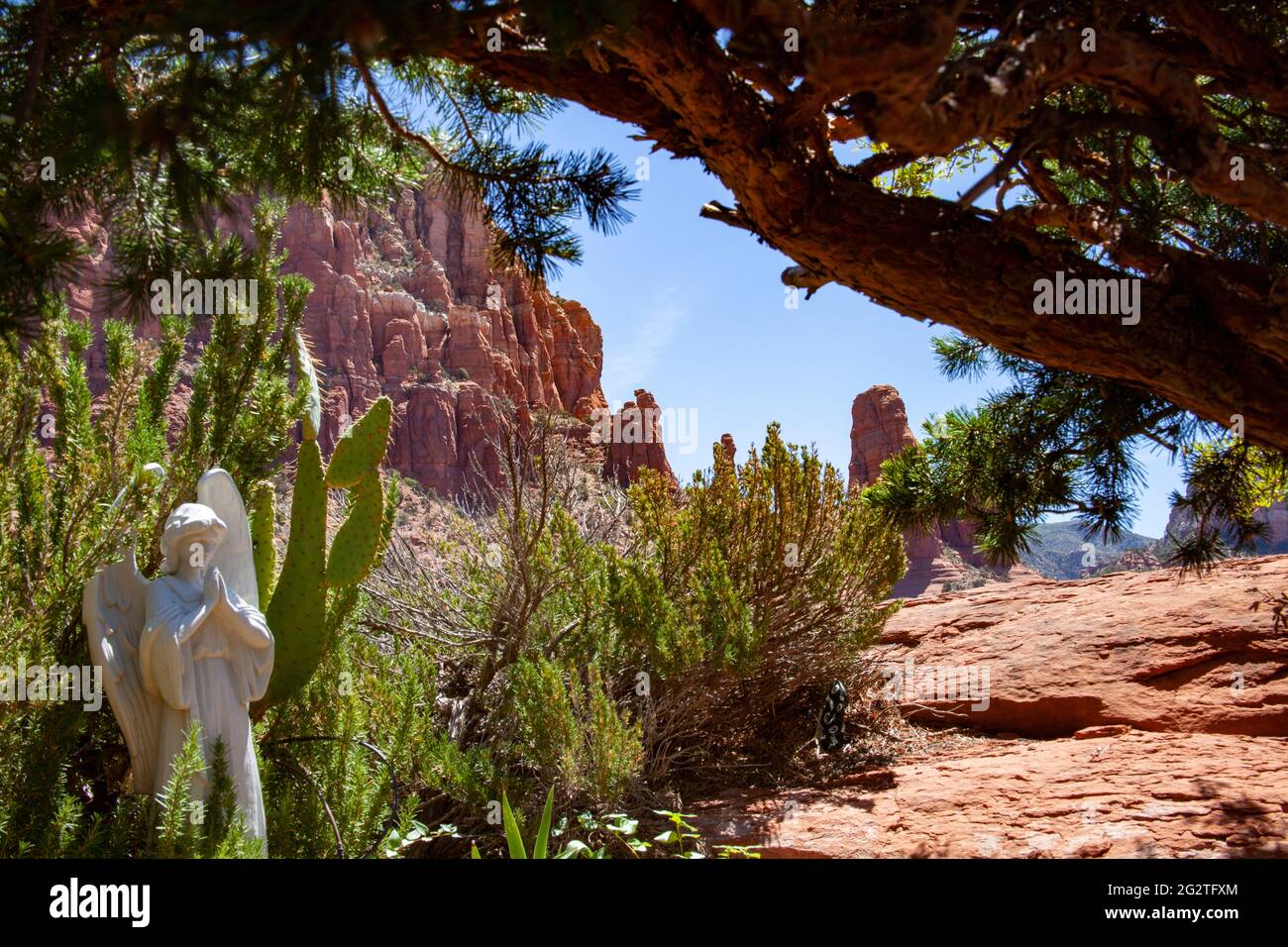 Geological and monumental red rock formations in the high desert of ...