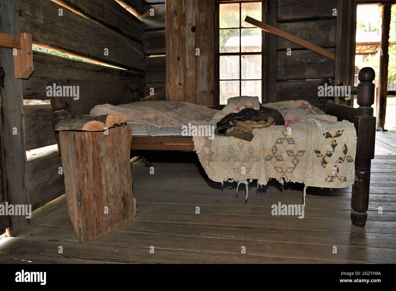 Inside the log cabin Stock Photo - Alamy