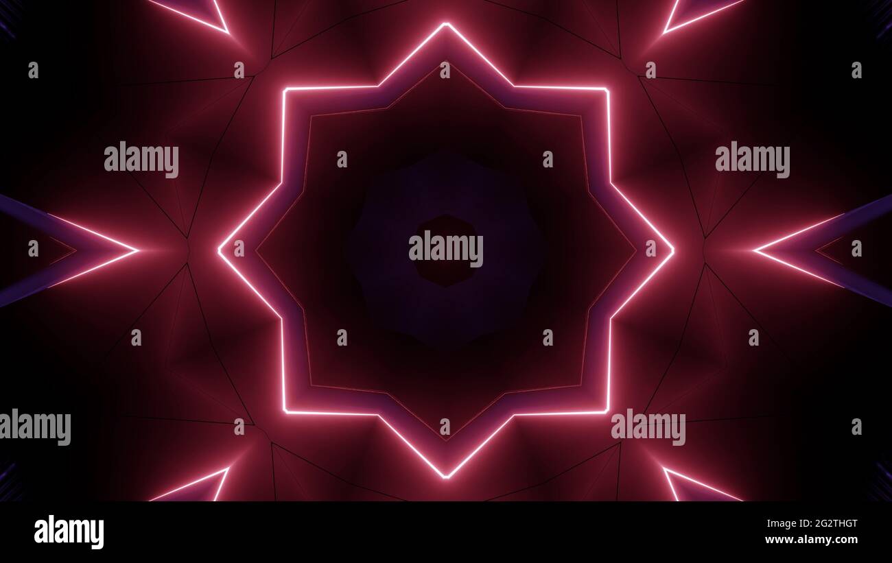 3D rendering of geometric shapes with glowing red led lights - perfect ...