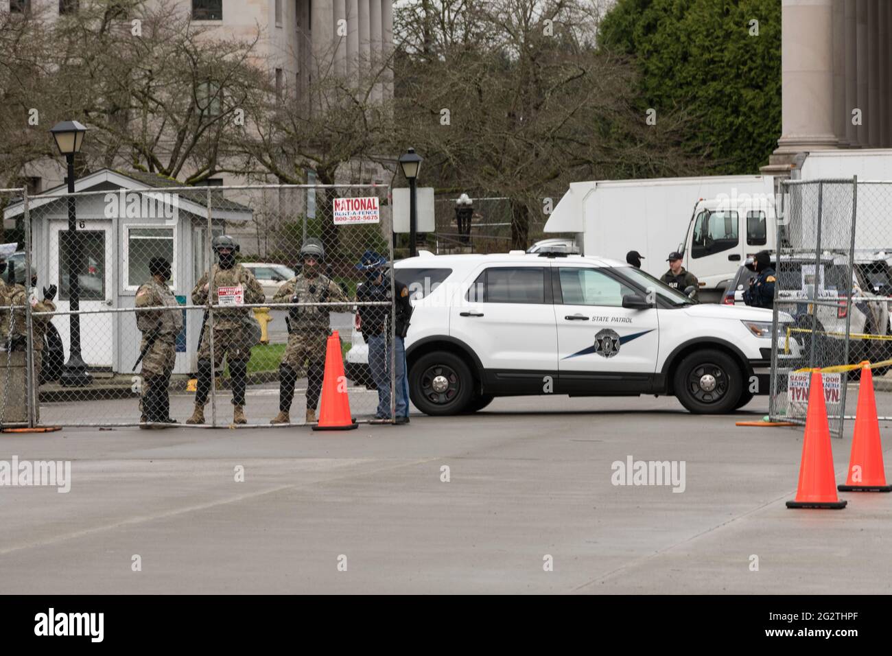 Olympia, USA. 17th Jan, 2021. National Guard at the State Capitol ...