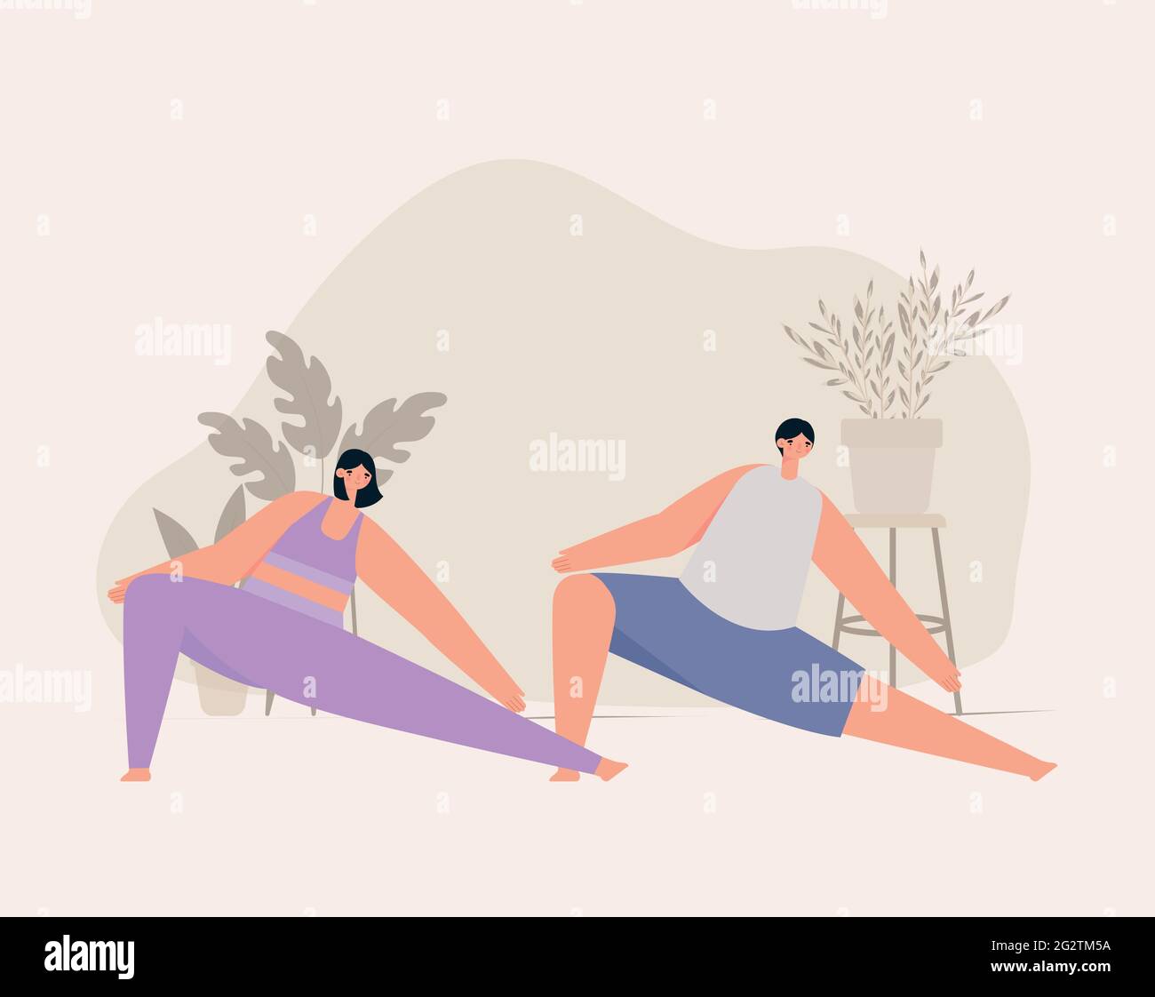 Fitness Couple Meditating Stock Vector Image And Art Alamy