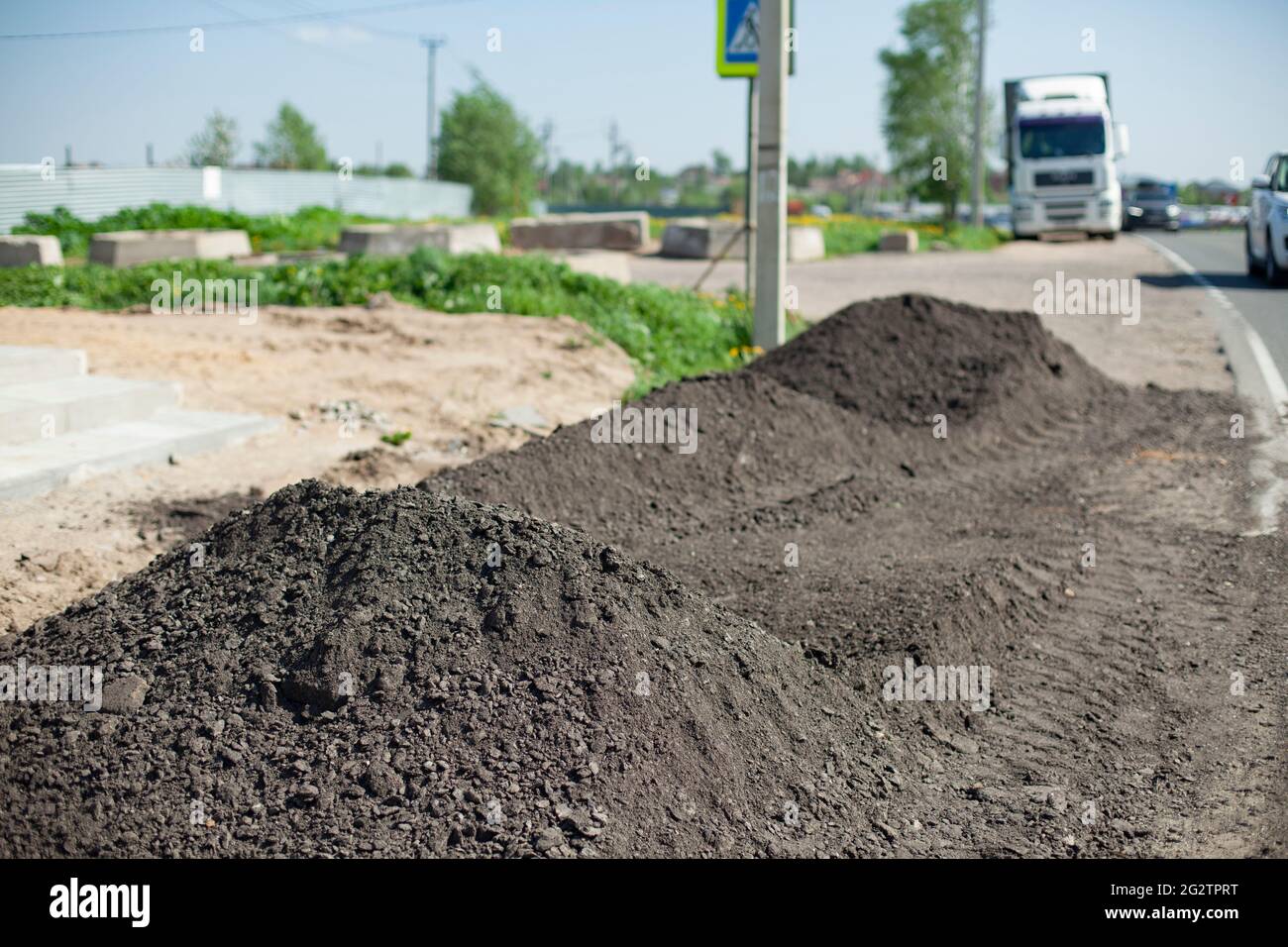 Crushed stone for the construction of the road. The building material ...