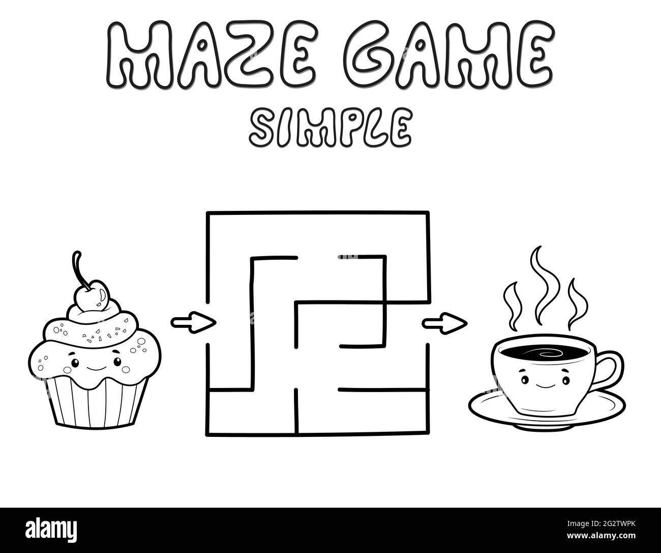 Simple Maze puzzle game for children. Outline simple maze or labyrinth ...