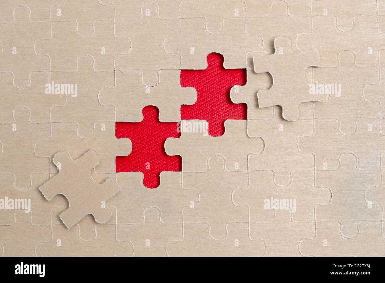Building An Unfinished White Jigsaw Pattern Puzzle With Missing Last ...