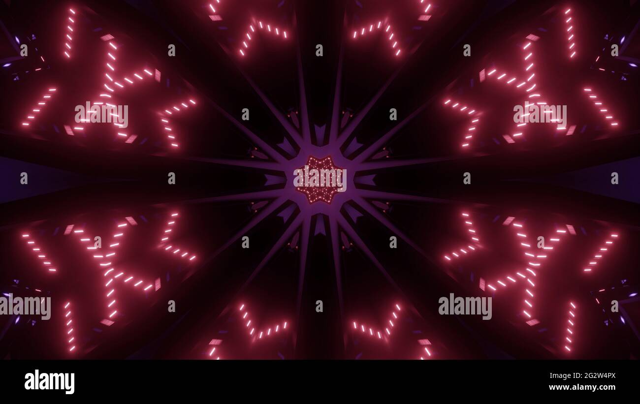 A 3D rendering of geometric shapes with glowing red neon lights ...