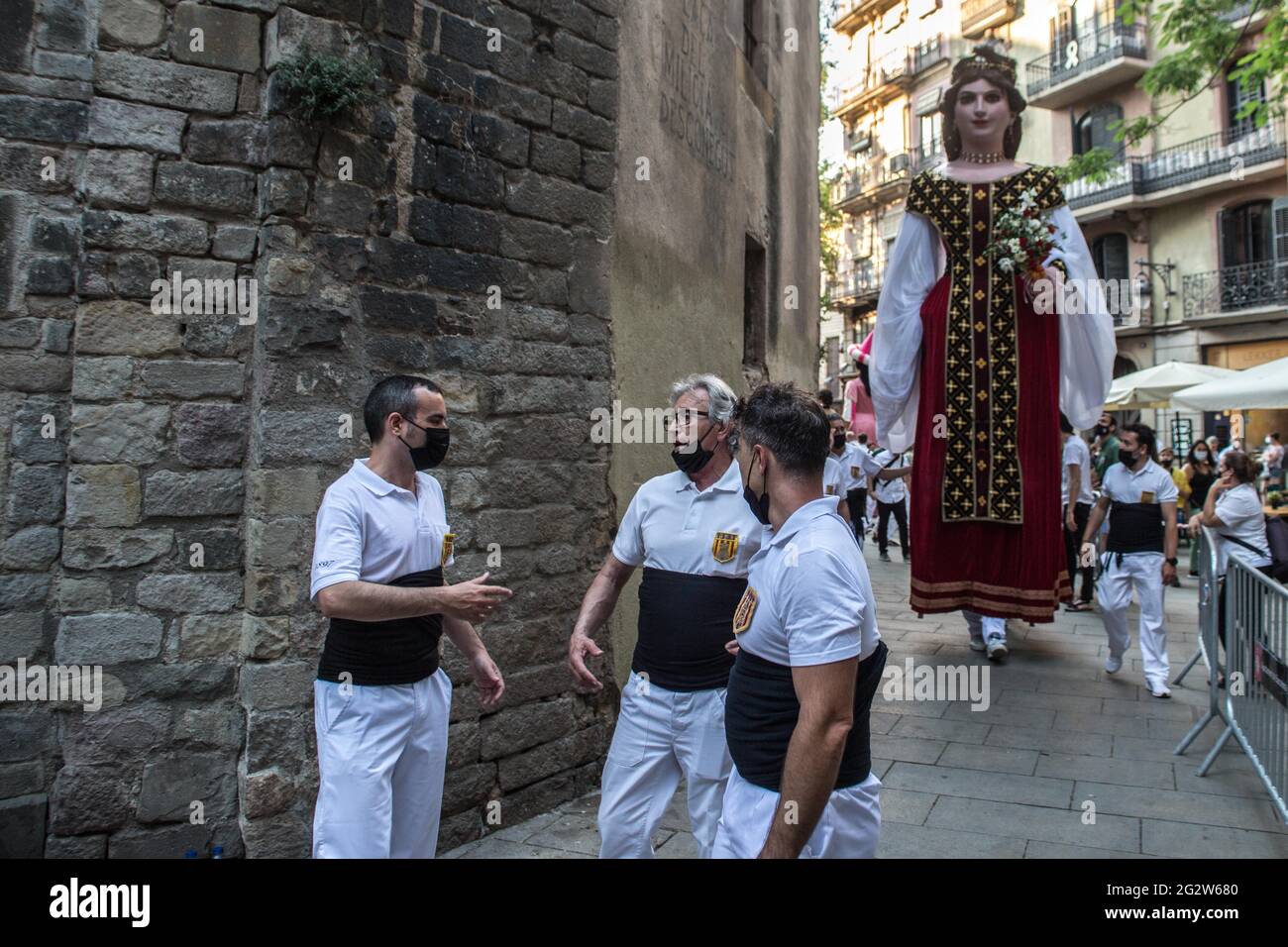 Barcelona, Spain. 12th June, 2021. Members of the Giant and big-headed ...