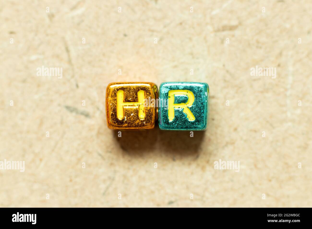 Metallic color alphabet letter block in word HR (Abbreviation of human ...