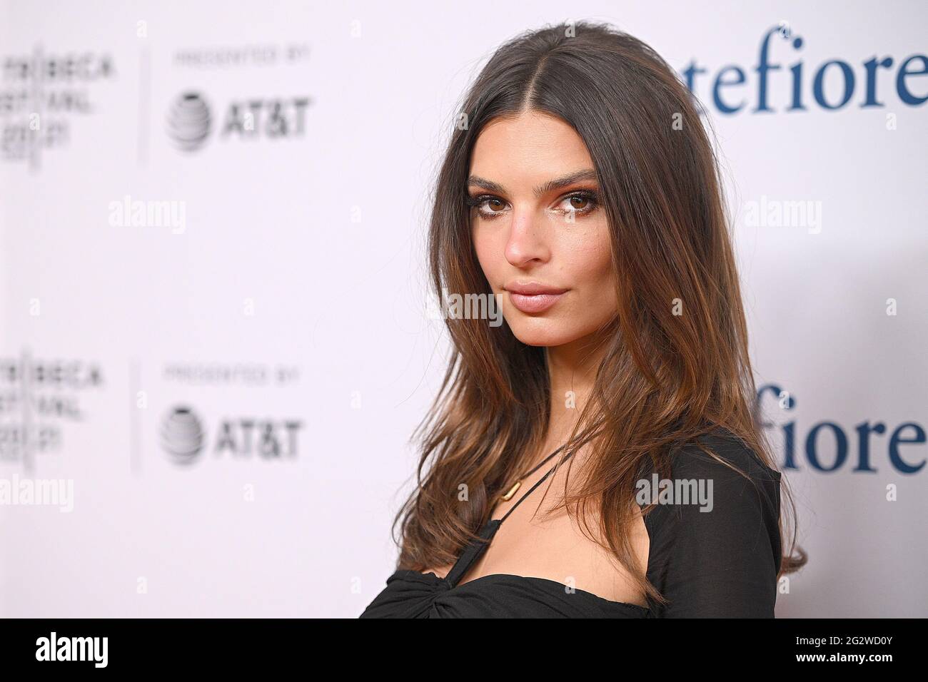 Model Emily Ratajkowski poses during a photo call for “Storytellers” at ...