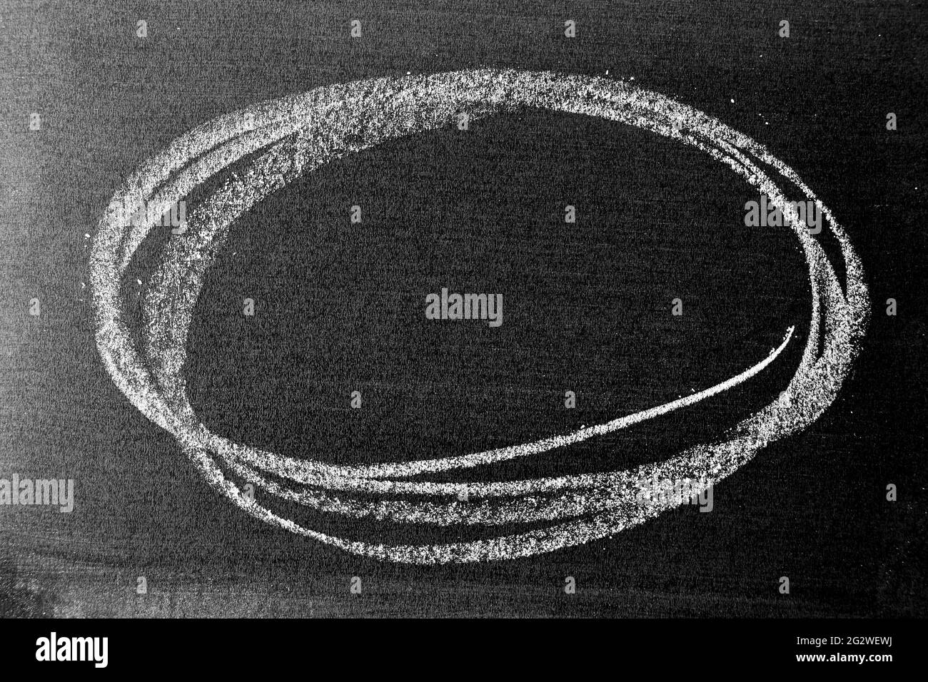 White chalk hand drawing as circle shape on blackboard or chalkboard ...