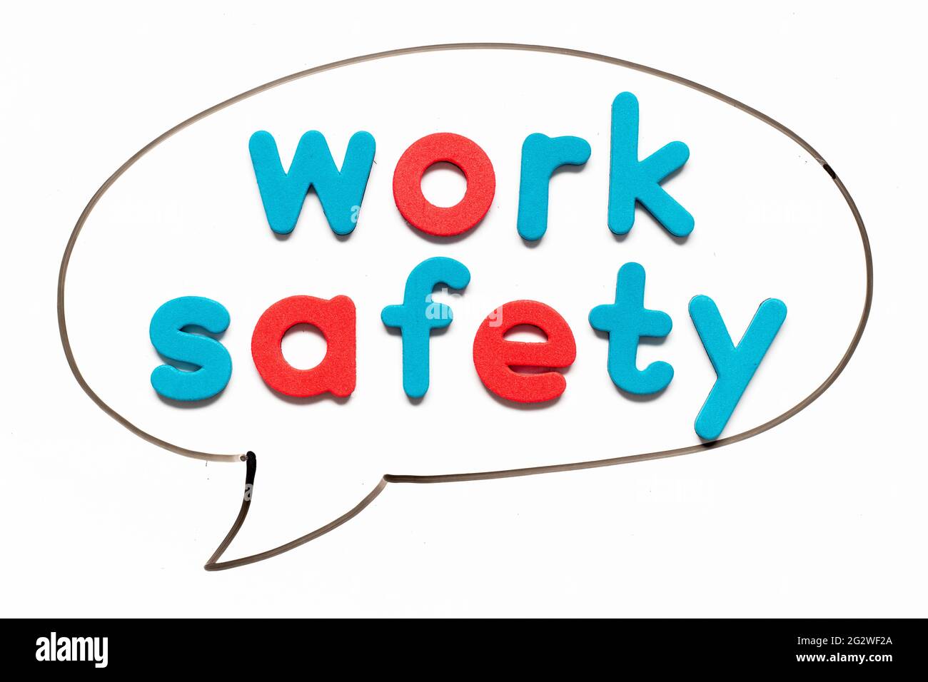 Alphabet letter with word work safety in black line hand drawing as ...