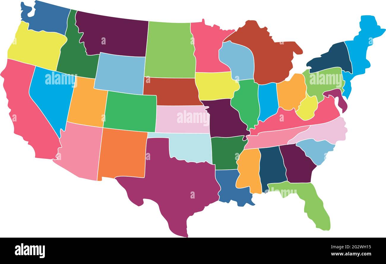colorful political usa country map Stock Vector Image & Art - Alamy