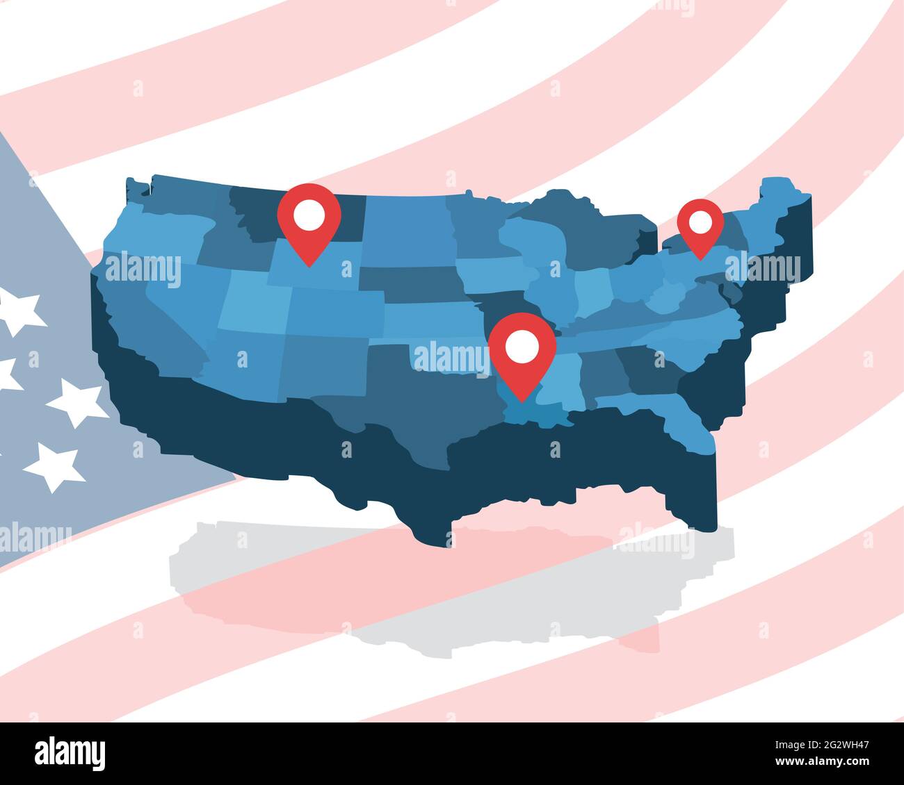 isometric Usa country map illustration Stock Vector Image & Art - Alamy