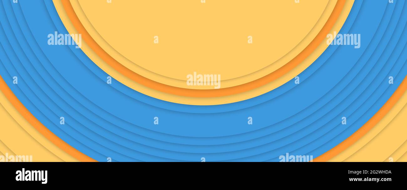 Concentric circles blue and orange colors. Abstract background. Simple ...