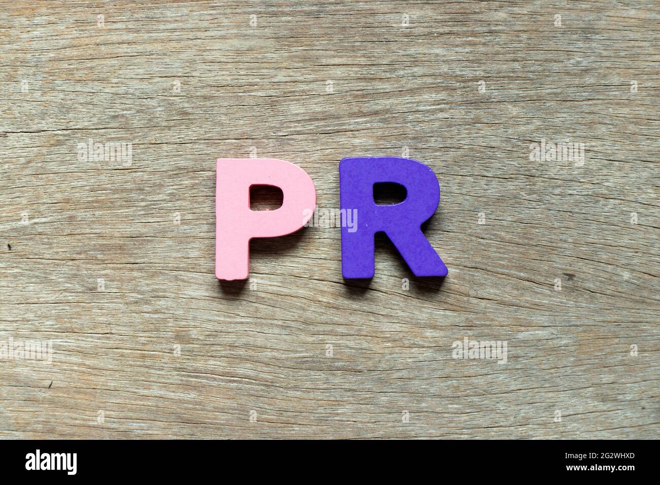 Color alphabet letter in word PR (Abbreviation of purchase requisition ...