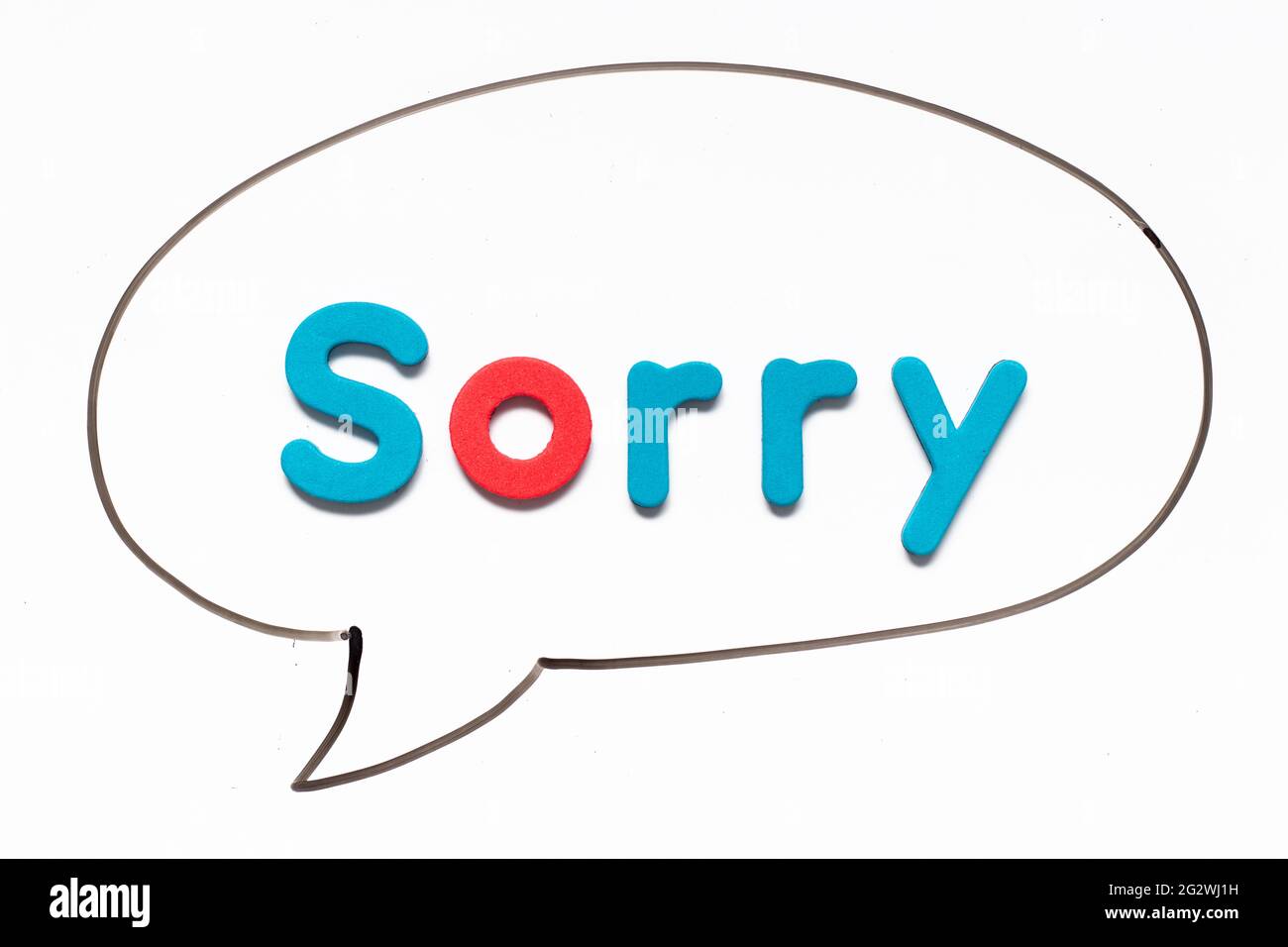 Alphabet letter with word sorry in black line hand drawing as bubble ...