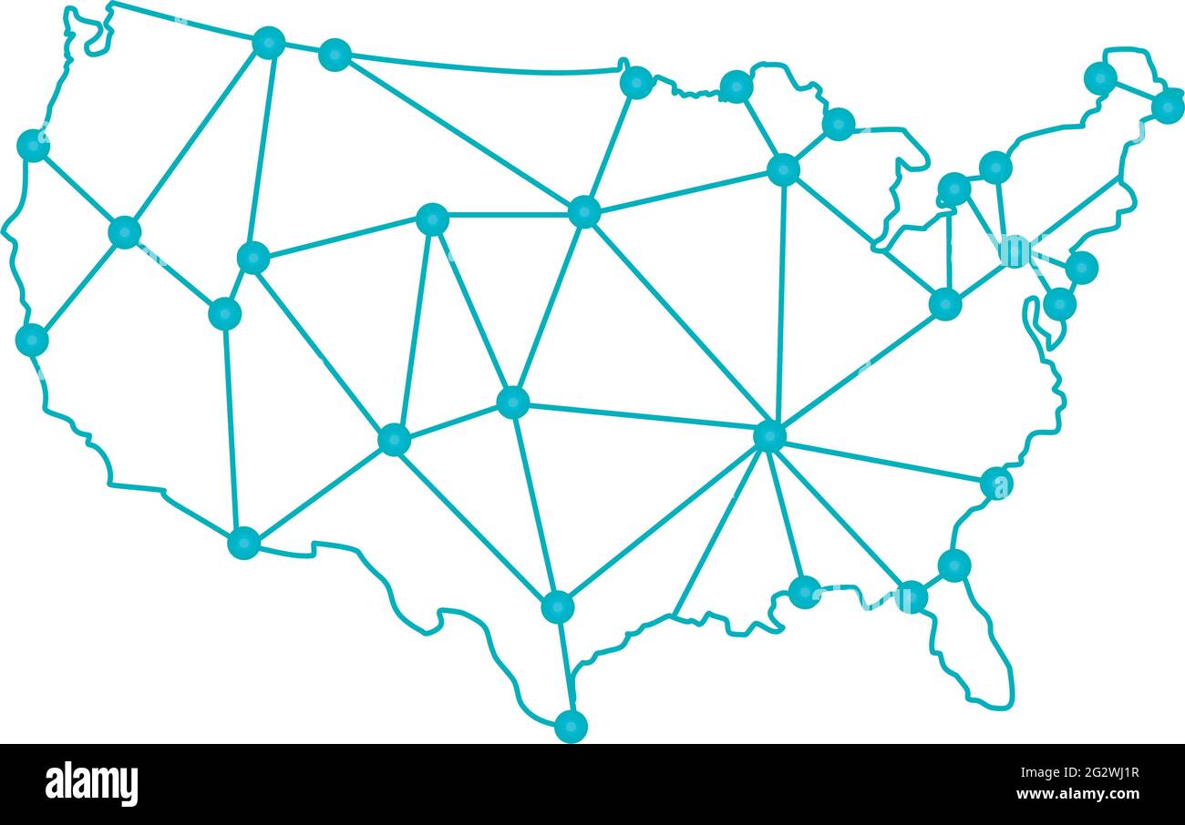 usa map network on background Stock Vector Image & Art - Alamy